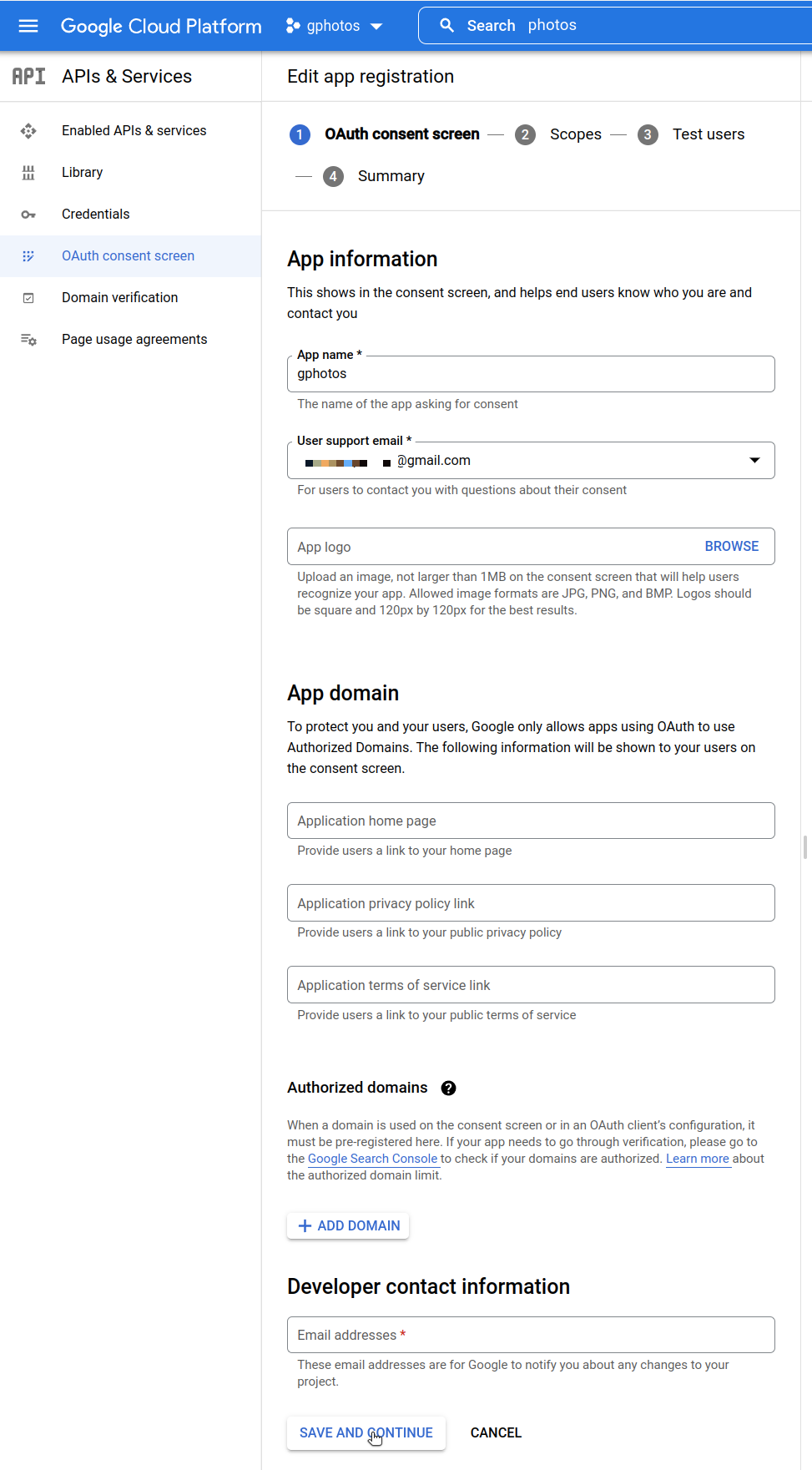 Creating an OAuth Client ID — gphotos-sync 2.14.3.dev121+g66239e3 documentation